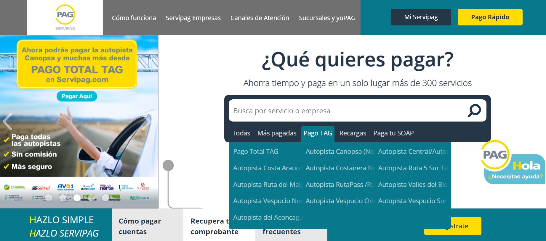 Pagar el TAG en Servipag en 2025 - Autofact