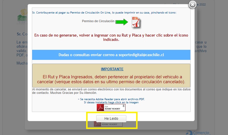 Permiso de circulación en Colina - Autofact